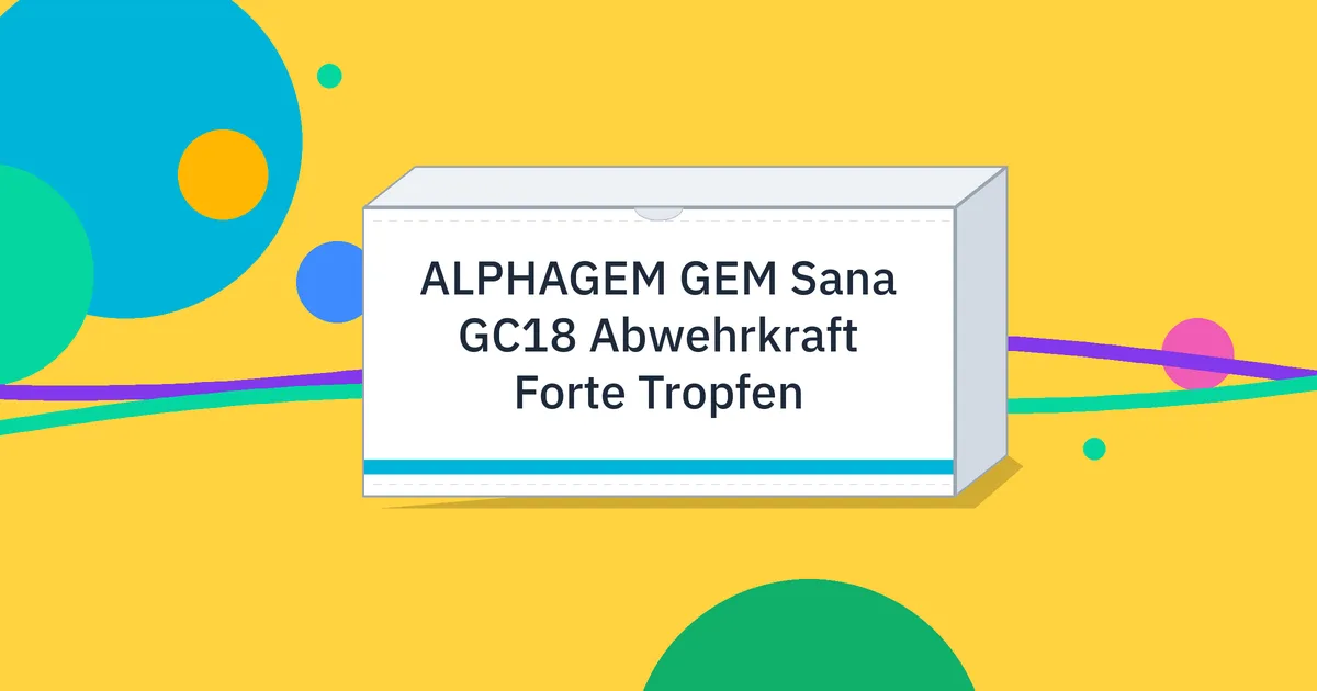 Symbolbild: Packung mit der Aufschrift ALPHAGEM GEM Sana GC18 Abwehrkraft Forte Tropfen (PZN 20296356) – Verfügbarkeit und Bezug in Apotheken in Frankfurt am Main