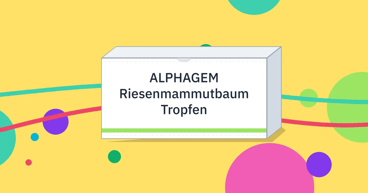 Symbolbild: Packung mit der Aufschrift ALPHAGEM Riesenmammutbaum Tropfen (PZN 20297864) – Verfügbarkeit und Bezug in Apotheken in Frankfurt am Main