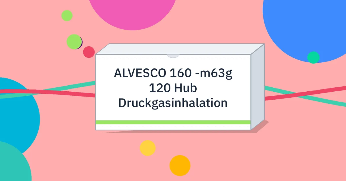Symbolbild: Packung mit der Aufschrift ALVESCO 160 -m63g 120 Hub Druckgasinhalation (PZN 16702862) – Verfügbarkeit und Bezug in Apotheken in Frankfurt am Main