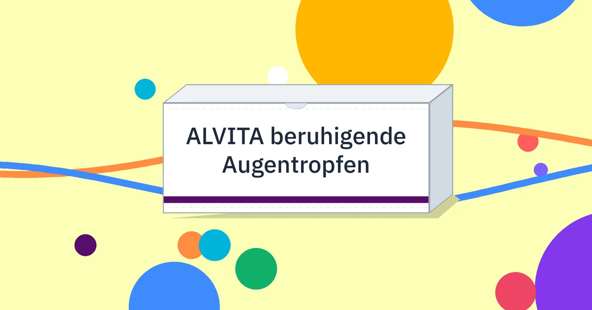 Symbolbild: Packung mit der Aufschrift ALVITA beruhigende Augentropfen (PZN 18456350) – Verfügbarkeit und Bezug in Apotheken in Frankfurt am Main