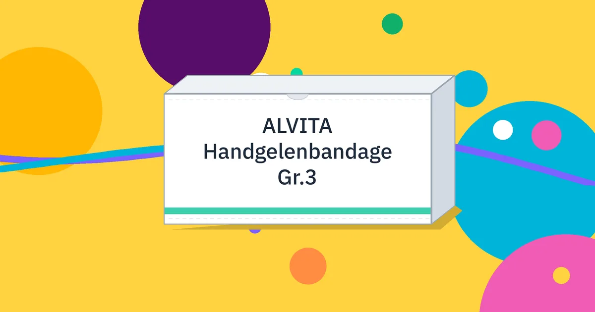 Symbolbild: Packung mit der Aufschrift ALVITA Handgelenbandage Gr.3 (PZN 11151707) – Verfügbarkeit und Bezug in Apotheken in Frankfurt am Main