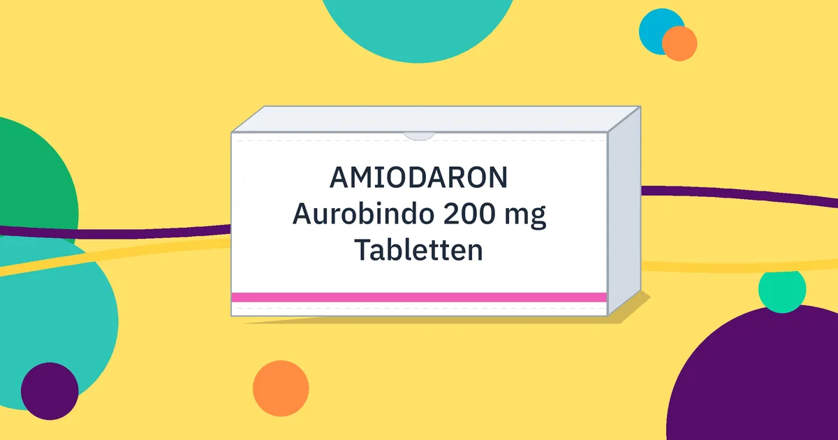 Symbolbild: Packung mit der Aufschrift AMIODARON Aurobindo 200 mg Tabletten (PZN 12381496) – Verfügbarkeit und Bezug in Apotheken in Frankfurt am Main
