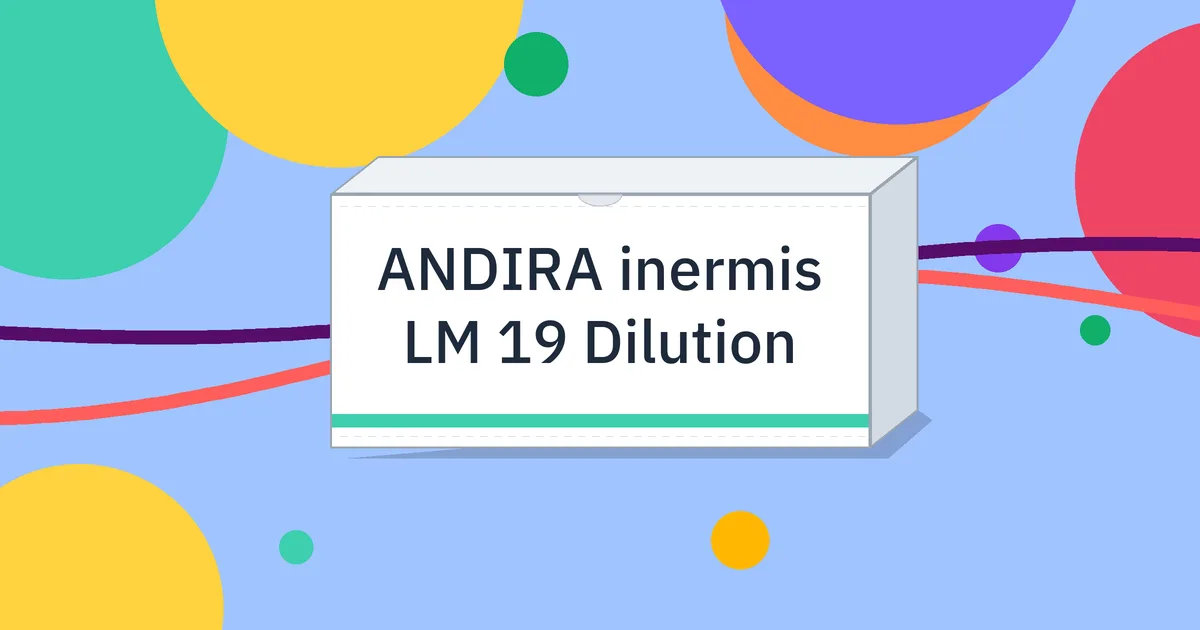 Symbolbild: Packung mit der Aufschrift ANDIRA inermis LM 19 Dilution (PZN 13329351) – Verfügbarkeit und Bezug in Apotheken in Frankfurt am Main
