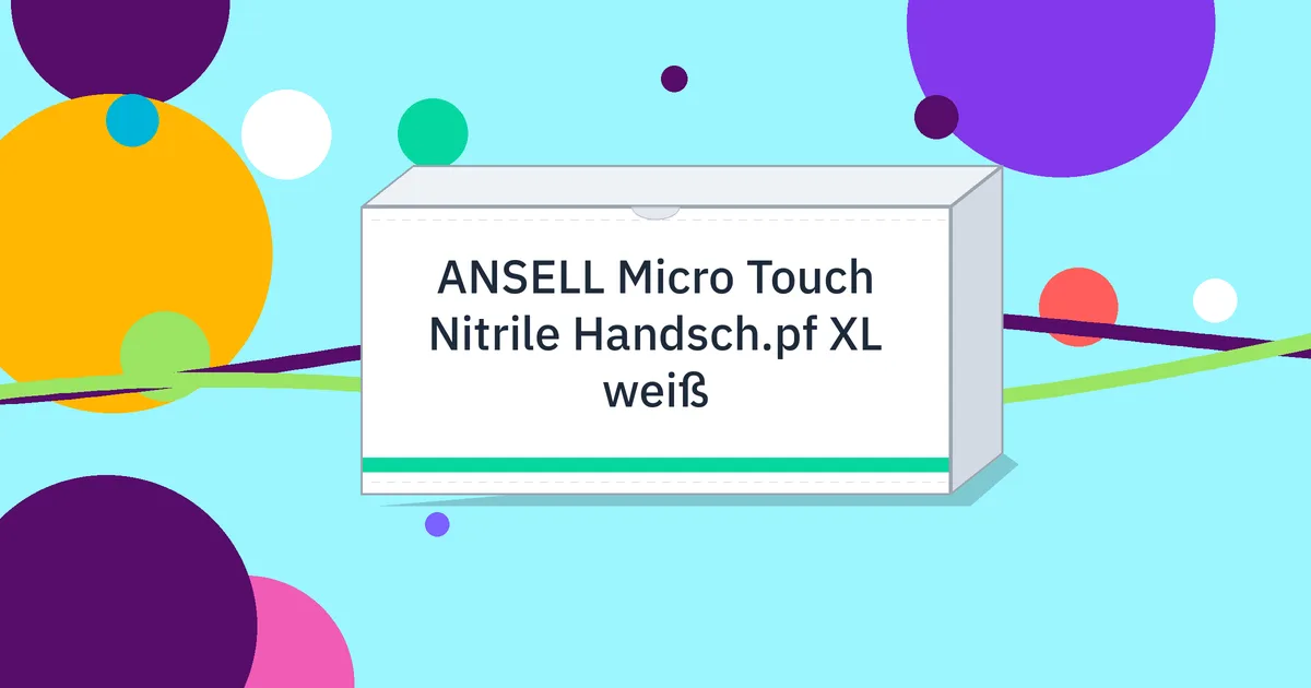 Symbolbild: Packung mit der Aufschrift ANSELL Micro Touch Nitrile Handsch.pf XL weiß (PZN 09541370) – Verfügbarkeit und Bezug in Apotheken in Frankfurt am Main