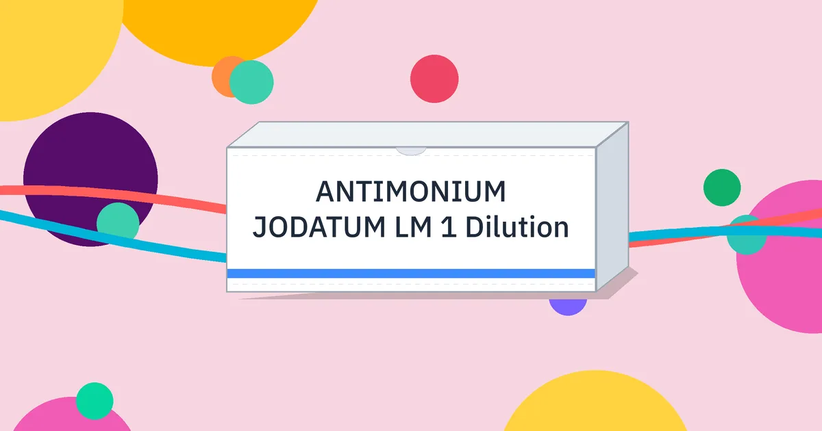 Symbolbild: Packung mit der Aufschrift ANTIMONIUM JODATUM LM 1 Dilution (PZN 12764085) – Verfügbarkeit und Bezug in Apotheken in Frankfurt am Main