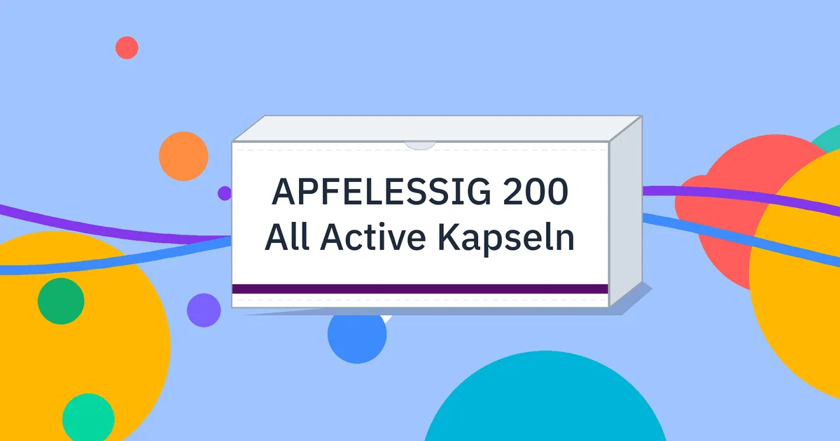 Symbolbild: Packung mit der Aufschrift APFELESSIG 200 All Active Kapseln (PZN 00243530) – Verfügbarkeit und Bezug in Apotheken in Frankfurt am Main