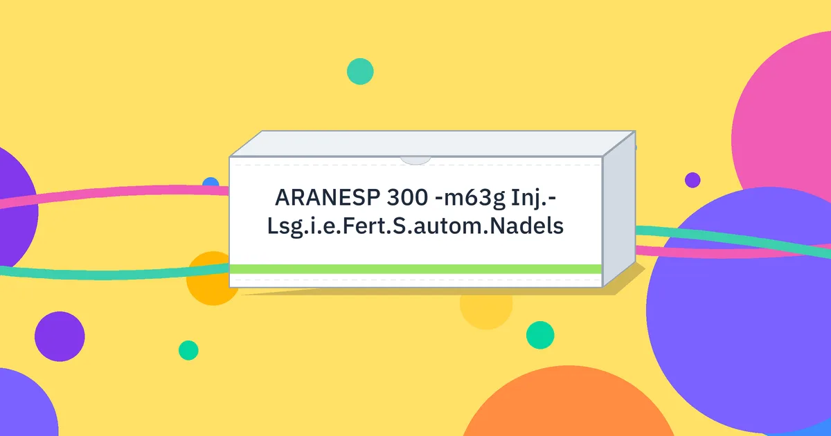 Symbolbild: Packung mit der Aufschrift ARANESP 300 -m63g Inj.-Lsg.i.e.Fert.S.autom.Nadels (PZN 20176830) – Verfügbarkeit und Bezug in Apotheken in Frankfurt am Main