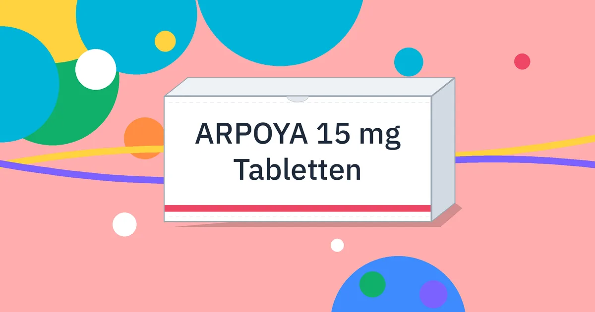 Symbolbild: Packung mit der Aufschrift ARPOYA 15 mg Tabletten (PZN 16197772) – Verfügbarkeit und Bezug in Apotheken in Frankfurt am Main