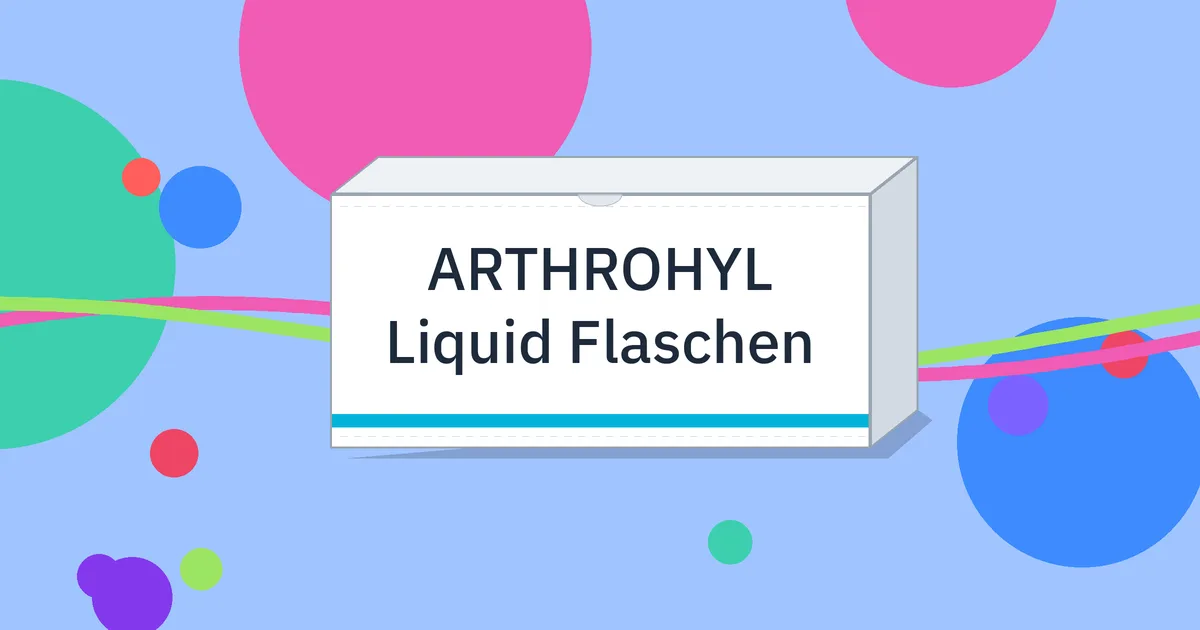 Symbolbild: Packung mit der Aufschrift ARTHROHYL Liquid Flaschen (PZN 09385421) – Verfügbarkeit und Bezug in Apotheken in Frankfurt am Main