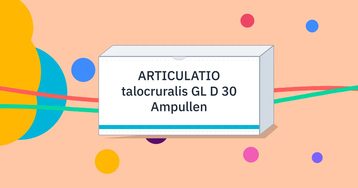 Symbolbild: Packung mit der Aufschrift ARTICULATIO talocruralis GL D 30 Ampullen (PZN 02908057) – Verfügbarkeit und Bezug in Apotheken in Frankfurt am Main