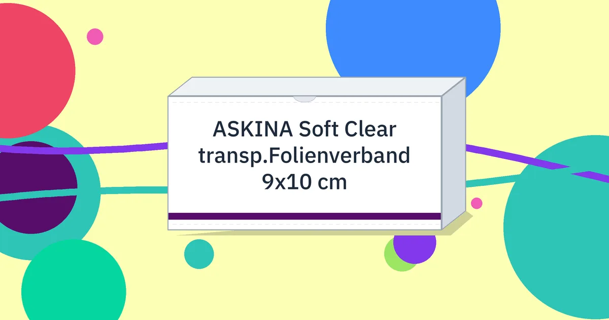 Symbolbild: Packung mit der Aufschrift ASKINA Soft Clear transp.Folienverband 9x10 cm (PZN 12736108) – Verfügbarkeit und Bezug in Apotheken in Frankfurt am Main