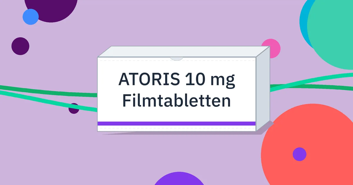 Symbolbild: Packung mit der Aufschrift ATORIS 10 mg Filmtabletten (PZN 09633681) – Verfügbarkeit und Bezug in Apotheken in Frankfurt am Main
