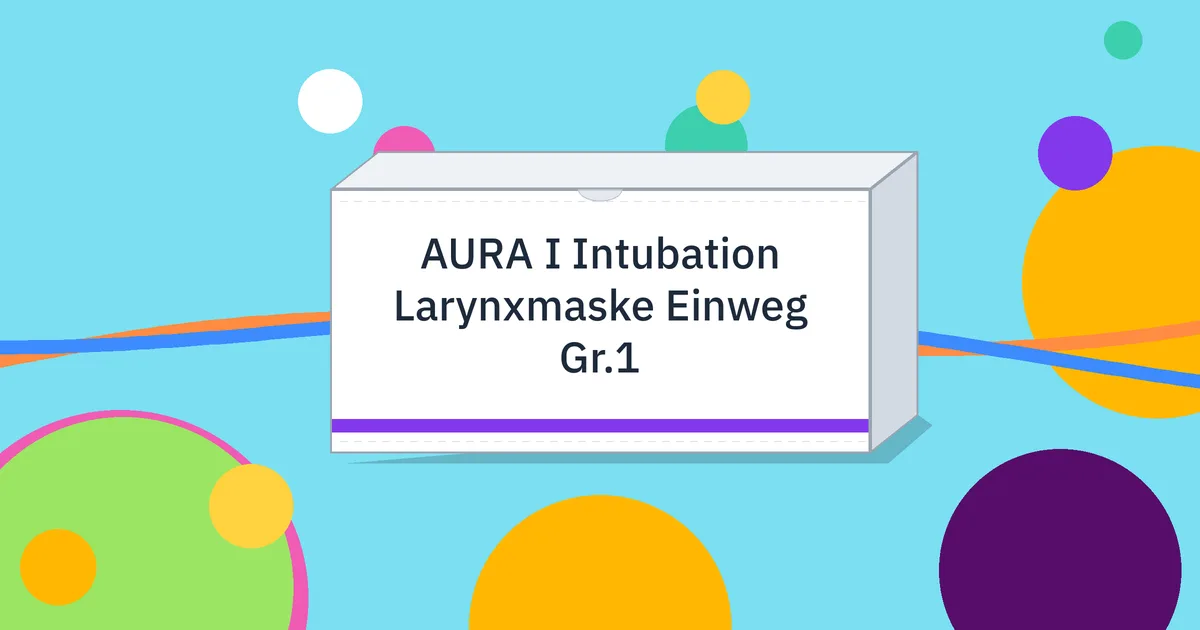 Symbolbild: Packung mit der Aufschrift AURA I Intubation Larynxmaske Einweg Gr.1 (PZN 09393254) – Verfügbarkeit und Bezug in Apotheken in Frankfurt am Main