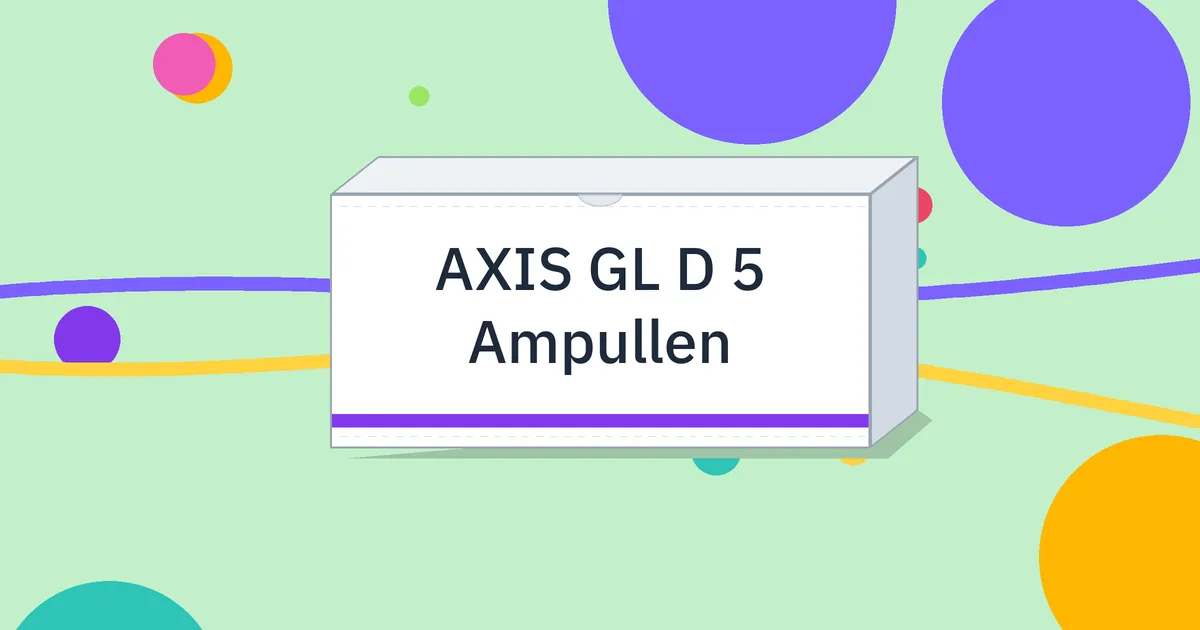 Symbolbild: Packung mit der Aufschrift AXIS GL D 5 Ampullen (PZN 02908637) – Verfügbarkeit und Bezug in Apotheken in Frankfurt am Main