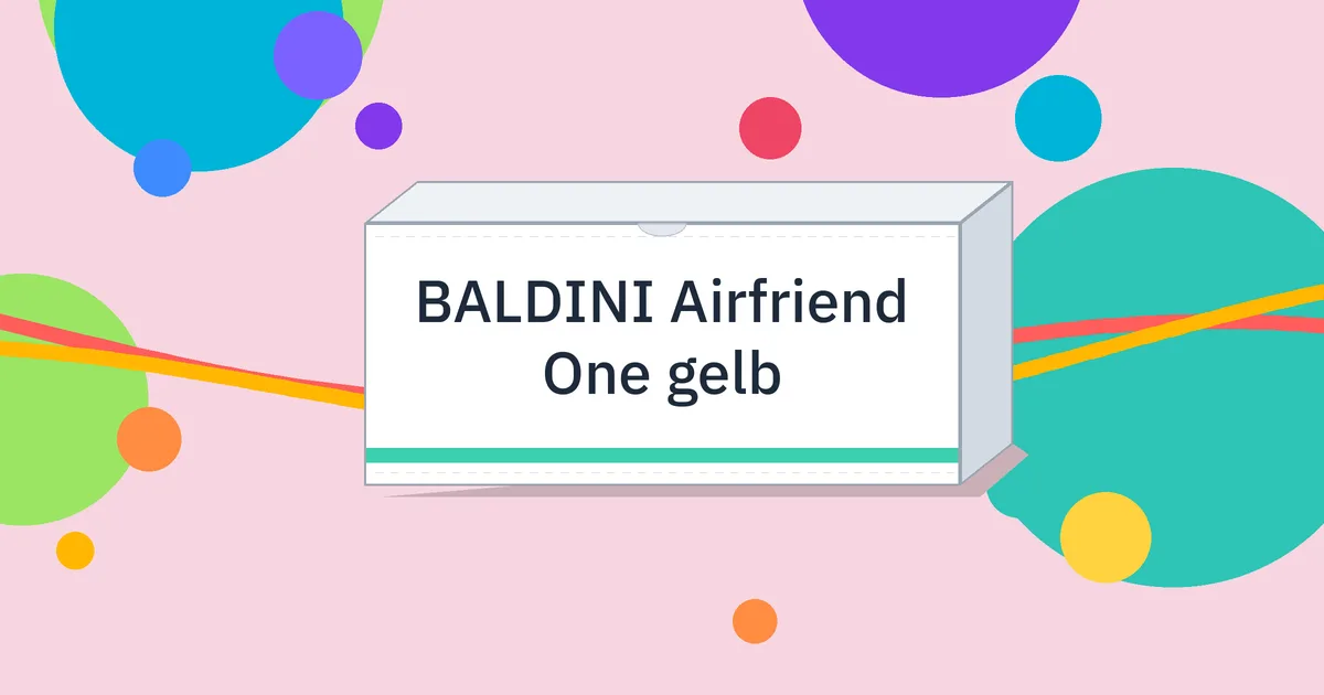 Symbolbild: Packung mit der Aufschrift BALDINI Airfriend One gelb (PZN 19270995) – Verfügbarkeit und Bezug in Apotheken in Frankfurt am Main