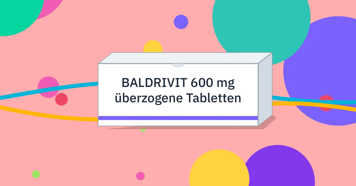 Symbolbild: Packung mit der Aufschrift BALDRIVIT 600 mg überzogene Tabletten (PZN 00432343) – Verfügbarkeit und Bezug in Apotheken in Frankfurt am Main