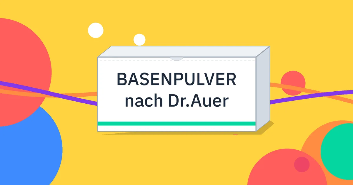 Symbolbild: Packung mit der Aufschrift BASENPULVER nach Dr.Auer (PZN 02255483) – Verfügbarkeit und Bezug in Apotheken in Frankfurt am Main