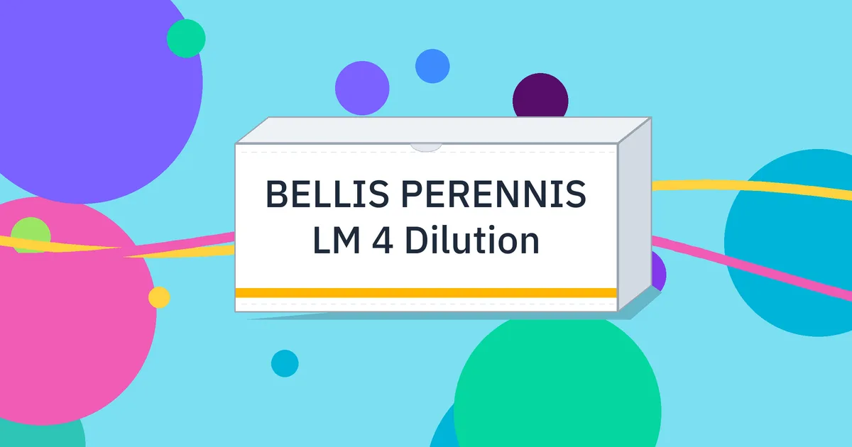 Symbolbild: Packung mit der Aufschrift BELLIS PERENNIS LM 4 Dilution (PZN 12791490) – Verfügbarkeit und Bezug in Apotheken in Frankfurt am Main
