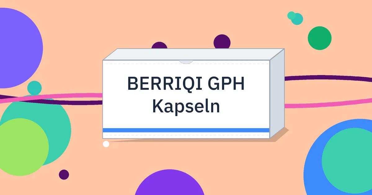 Symbolbild: Packung mit der Aufschrift BERRIQI GPH Kapseln (PZN 19204981) – Verfügbarkeit und Bezug in Apotheken in Frankfurt am Main