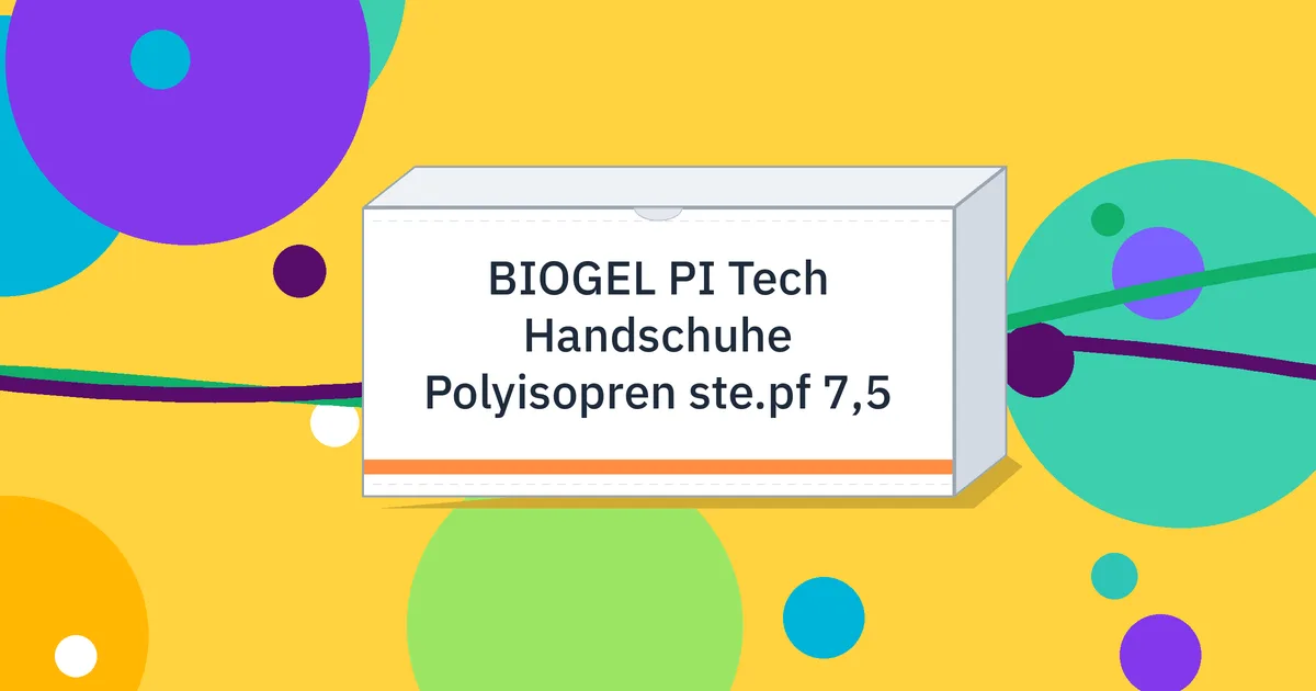 Symbolbild: Packung mit der Aufschrift BIOGEL PI Tech Handschuhe Polyisopren ste.pf 7,5 (PZN 20866641) – Verfügbarkeit und Bezug in Apotheken in Frankfurt am Main