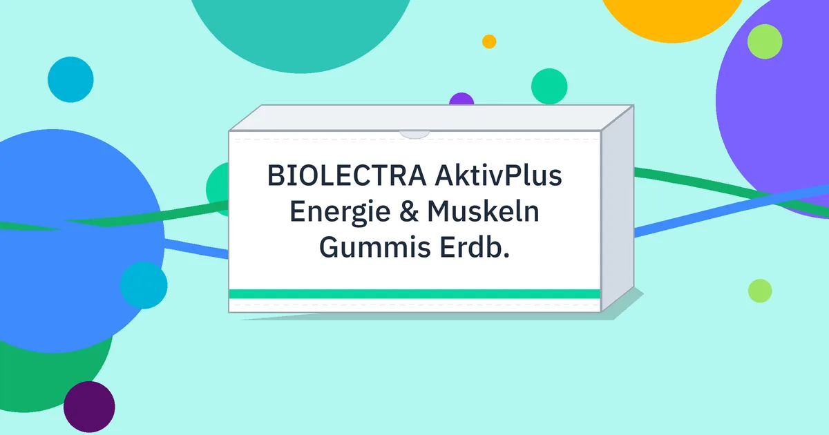 Symbolbild: Packung mit der Aufschrift BIOLECTRA AktivPlus Energie & Muskeln Gummis Erdb. (PZN 19510643) – Verfügbarkeit und Bezug in Apotheken in Frankfurt am Main