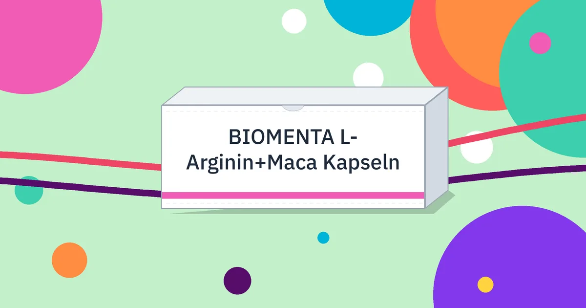Symbolbild: Packung mit der Aufschrift BIOMENTA L-Arginin+Maca Kapseln (PZN 19635592) – Verfügbarkeit und Bezug in Apotheken in Frankfurt am Main