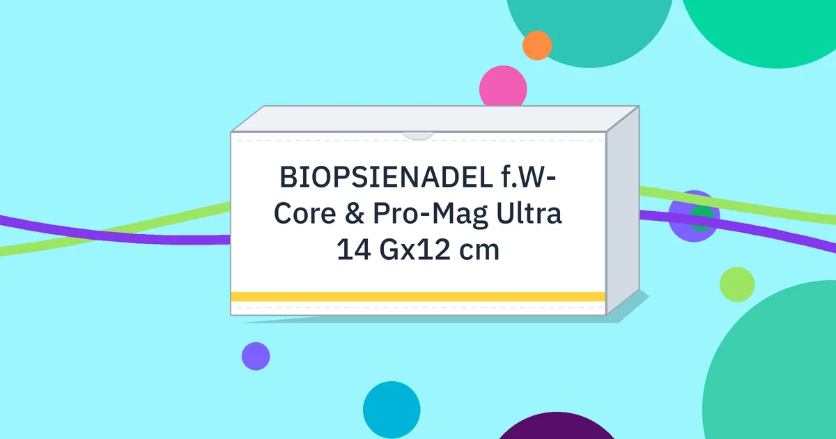 Symbolbild: Packung mit der Aufschrift BIOPSIENADEL f.W-Core & Pro-Mag Ultra 14 Gx12 cm (PZN 19351771) – Verfügbarkeit und Bezug in Apotheken in Frankfurt am Main
