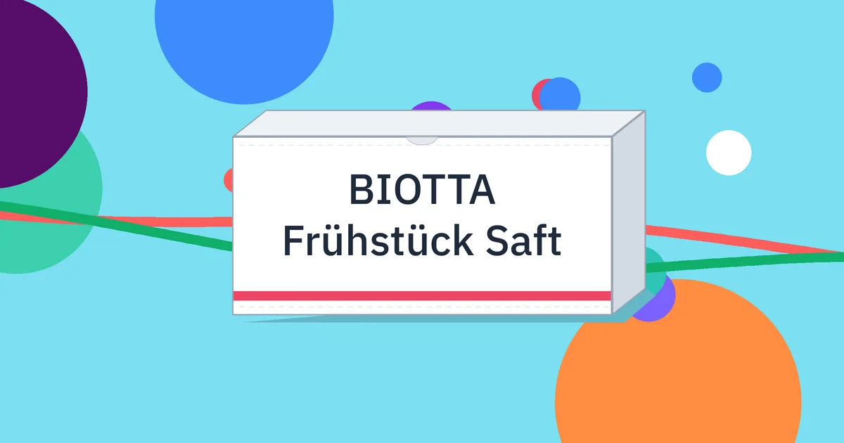 Symbolbild: Packung mit der Aufschrift BIOTTA Frühstück Saft (PZN 01014151) – Verfügbarkeit und Bezug in Apotheken in Frankfurt am Main