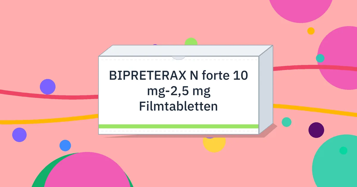 Symbolbild: Packung mit der Aufschrift BIPRETERAX N forte 10 mg-2,5 mg Filmtabletten (PZN 19754701) – Verfügbarkeit und Bezug in Apotheken in Frankfurt am Main