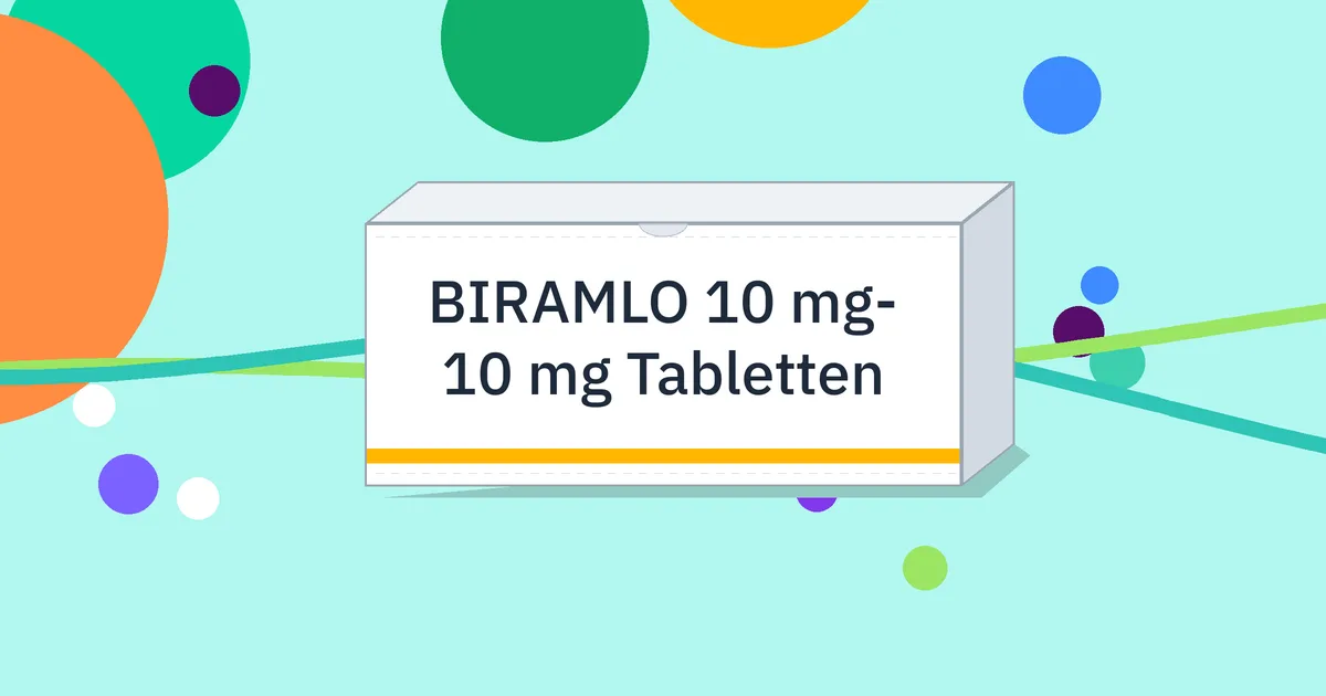 Symbolbild: Packung mit der Aufschrift BIRAMLO 10 mg-10 mg Tabletten (PZN 12450139) – Verfügbarkeit und Bezug in Apotheken in Frankfurt am Main