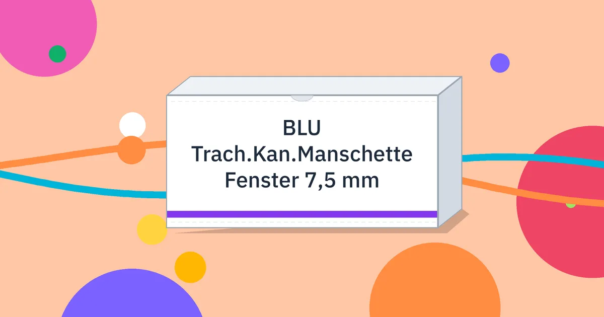 Symbolbild: Packung mit der Aufschrift BLU Trach.Kan.Manschette Fenster 7,5 mm (PZN 09216411) – Verfügbarkeit und Bezug in Apotheken in Frankfurt am Main