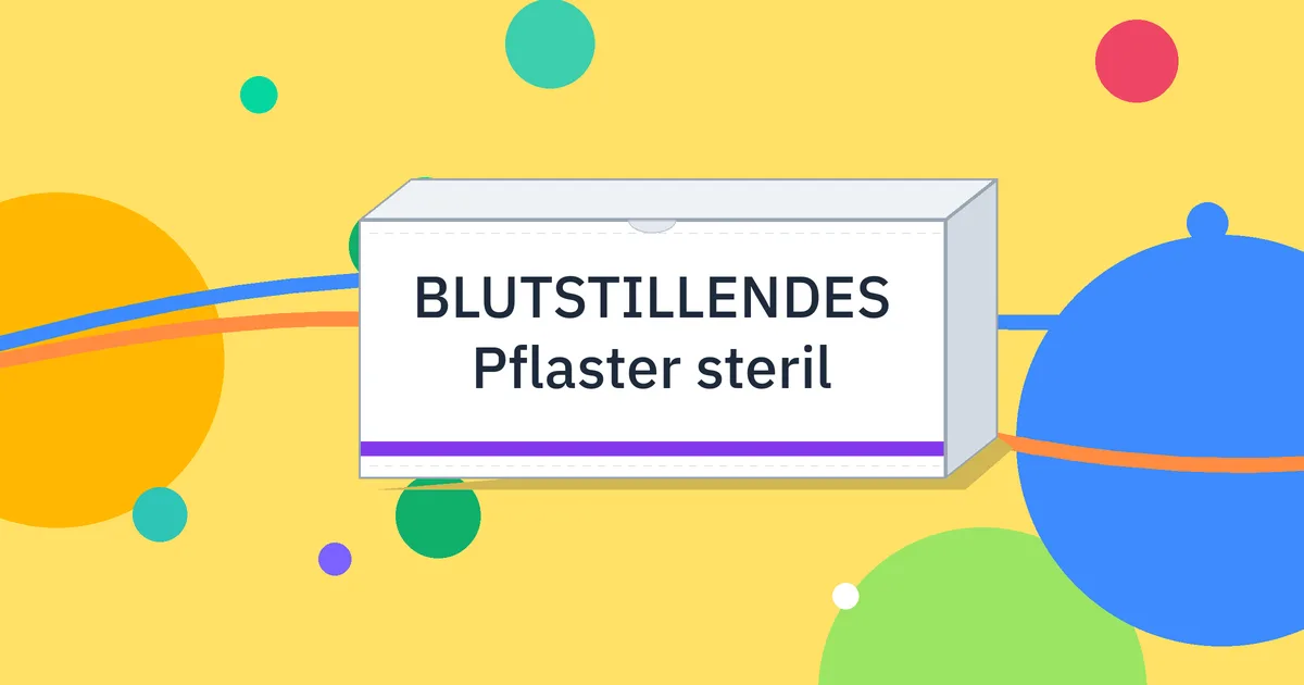 Symbolbild: Packung mit der Aufschrift BLUTSTILLENDES Pflaster steril (PZN 01424239) – Verfügbarkeit und Bezug in Apotheken in Frankfurt am Main