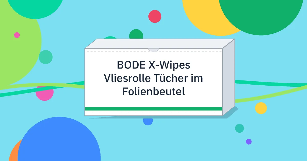 Symbolbild: Packung mit der Aufschrift BODE X-Wipes Vliesrolle Tücher im Folienbeutel (PZN 19175914) – Verfügbarkeit und Bezug in Apotheken in Frankfurt am Main
