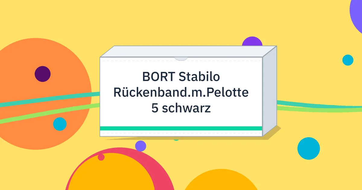 Symbolbild: Packung mit der Aufschrift BORT Stabilo Rückenband.m.Pelotte 5 schwarz (PZN 05872911) – Verfügbarkeit und Bezug in Apotheken in Frankfurt am Main