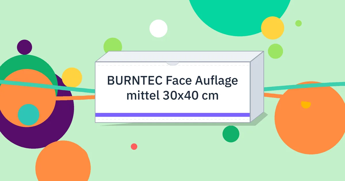 Symbolbild: Packung mit der Aufschrift BURNTEC Face Auflage mittel 30x40 cm (PZN 15193677) – Verfügbarkeit und Bezug in Apotheken in Frankfurt am Main