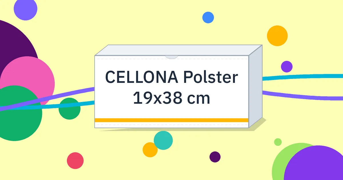 Symbolbild: Packung mit der Aufschrift CELLONA Polster 19x38 cm (PZN 19699190) – Verfügbarkeit und Bezug in Apotheken in Frankfurt am Main