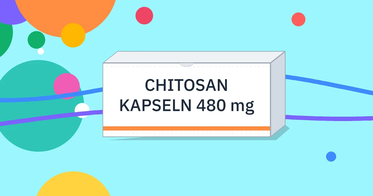 Symbolbild: Packung mit der Aufschrift CHITOSAN KAPSELN 480 mg (PZN 04020732) – Verfügbarkeit und Bezug in Apotheken in Frankfurt am Main