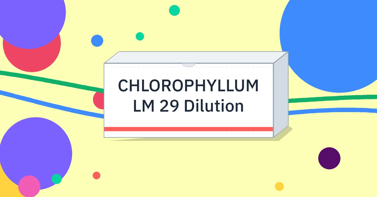 Symbolbild: Packung mit der Aufschrift CHLOROPHYLLUM LM 29 Dilution (PZN 13445212) – Verfügbarkeit und Bezug in Apotheken in Frankfurt am Main