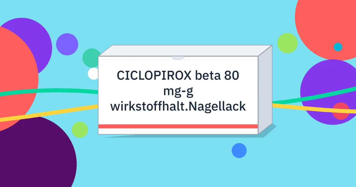 Symbolbild: Packung mit der Aufschrift CICLOPIROX beta 80 mg-g wirkstoffhalt.Nagellack (PZN 16006163) – Verfügbarkeit und Bezug in Apotheken in Frankfurt am Main