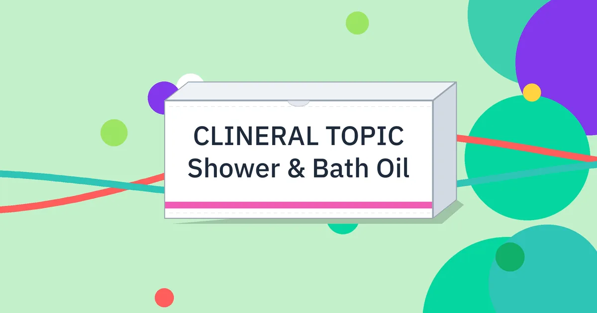 Symbolbild: Packung mit der Aufschrift CLINERAL TOPIC Shower & Bath Oil (PZN 12460020) – Verfügbarkeit und Bezug in Apotheken in Frankfurt am Main