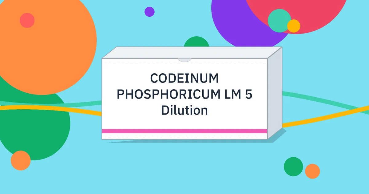 Symbolbild: Packung mit der Aufschrift CODEINUM PHOSPHORICUM LM 5 Dilution (PZN 12829844) – Verfügbarkeit und Bezug in Apotheken in Frankfurt am Main