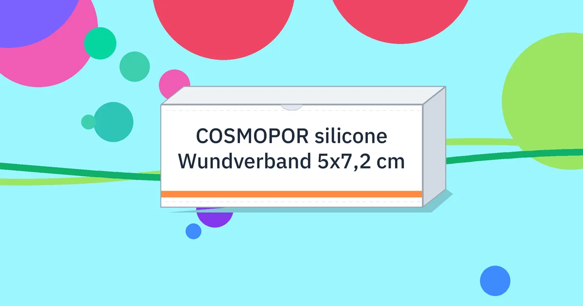 Symbolbild: Packung mit der Aufschrift COSMOPOR silicone Wundverband 5x7,2 cm (PZN 18729782) – Verfügbarkeit und Bezug in Apotheken in Frankfurt am Main
