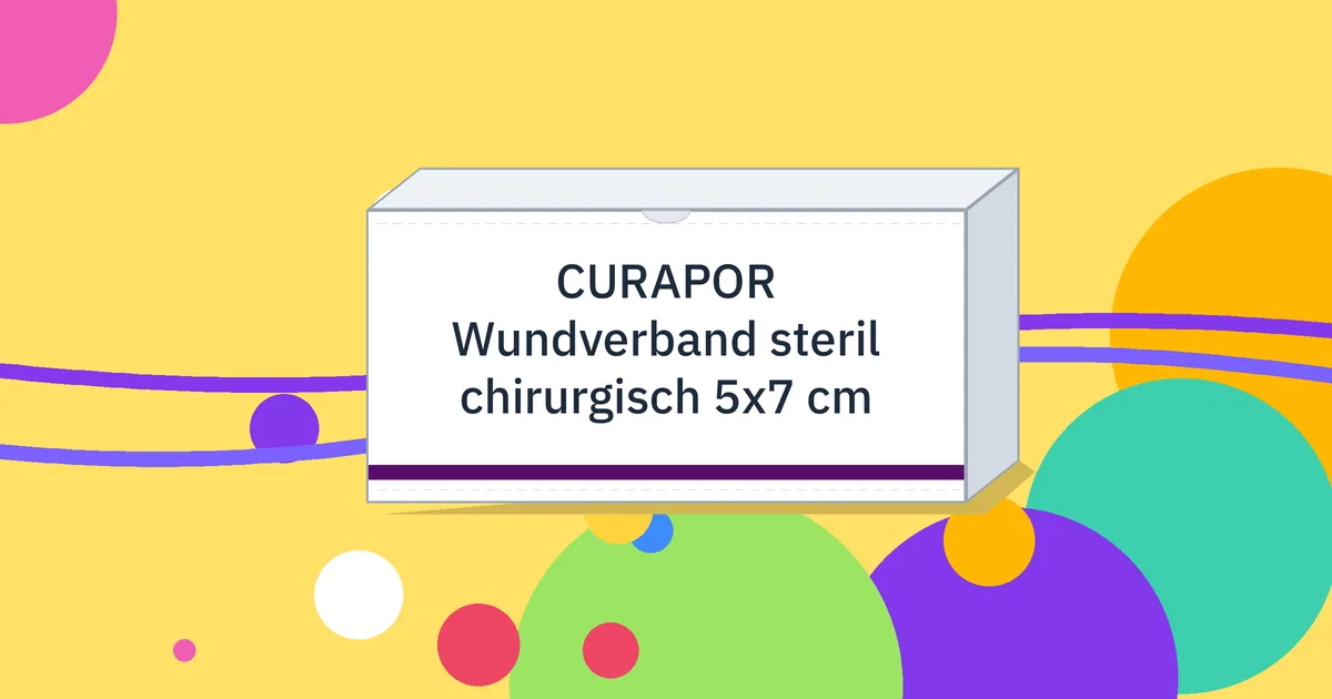 Symbolbild: Packung mit der Aufschrift CURAPOR Wundverband steril chirurgisch 5x7 cm (PZN 16516088) – Verfügbarkeit und Bezug in Apotheken in Frankfurt am Main