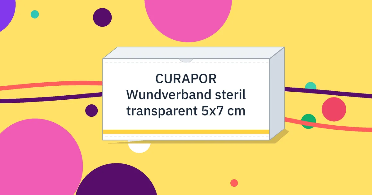 Symbolbild: Packung mit der Aufschrift CURAPOR Wundverband steril transparent 5x7 cm (PZN 14039141) – Verfügbarkeit und Bezug in Apotheken in Frankfurt am Main