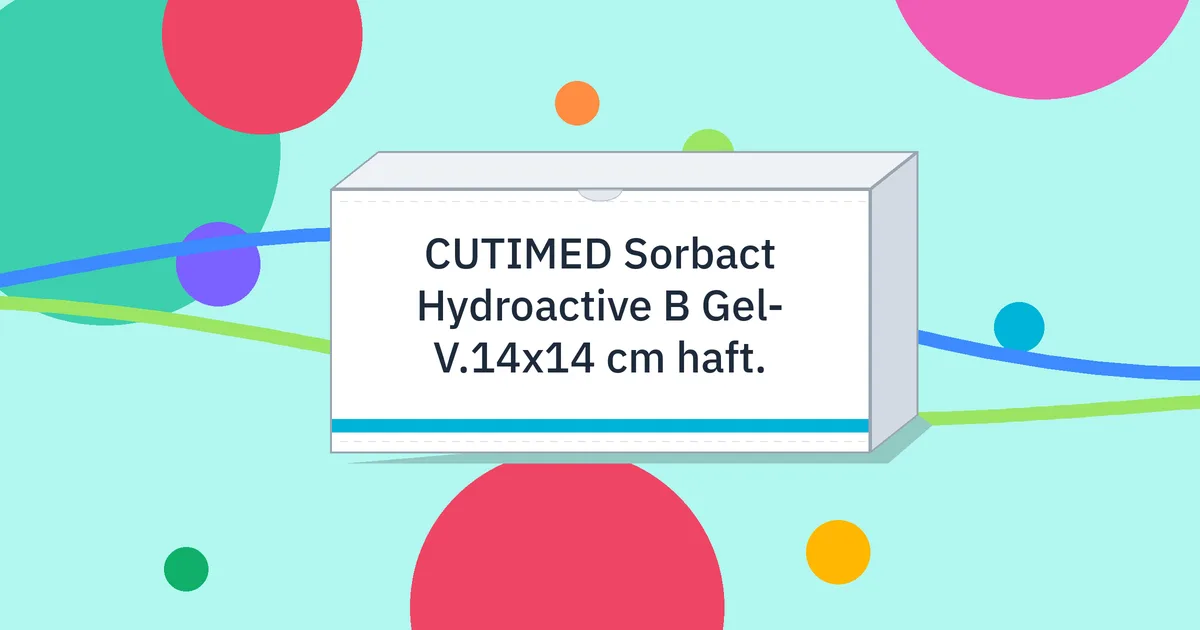 Symbolbild: Packung mit der Aufschrift CUTIMED Sorbact Hydroactive B Gel-V.14x14 cm haft. (PZN 18268571) – Verfügbarkeit und Bezug in Apotheken in Frankfurt am Main