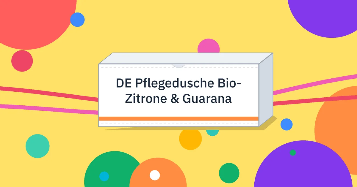 Symbolbild: Packung mit der Aufschrift DE Pflegedusche Bio-Zitrone & Guarana (PZN 17936042) – Verfügbarkeit und Bezug in Apotheken in Frankfurt am Main