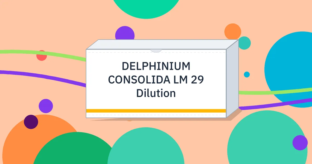 Symbolbild: Packung mit der Aufschrift DELPHINIUM CONSOLIDA LM 29 Dilution (PZN 13463517) – Verfügbarkeit und Bezug in Apotheken in Frankfurt am Main