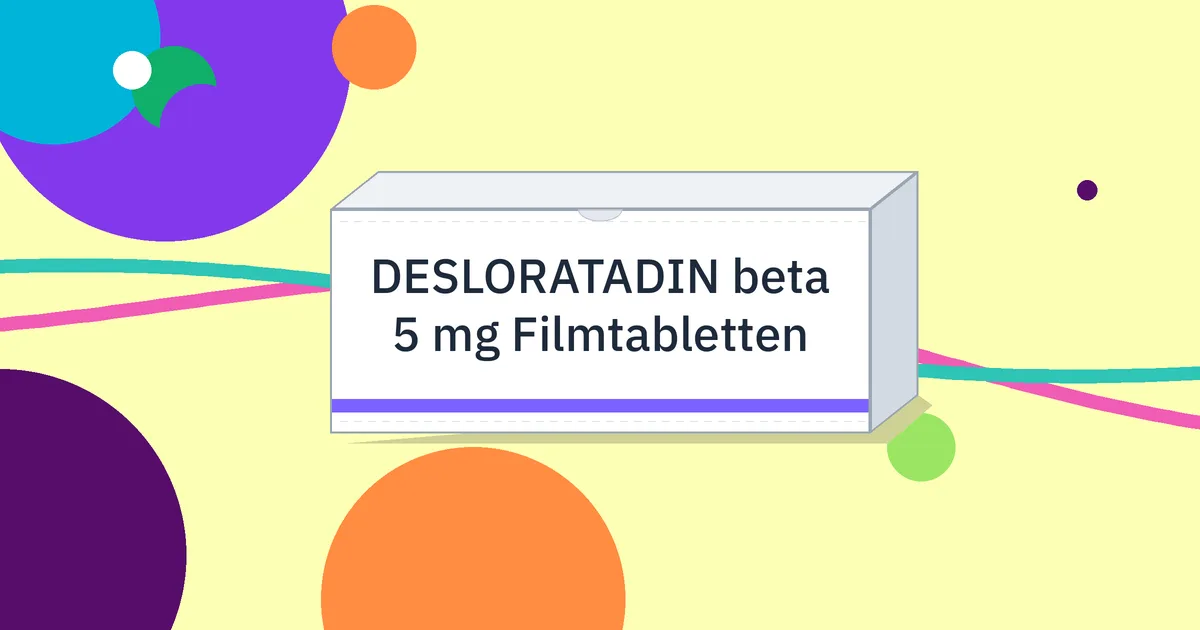 Symbolbild: Packung mit der Aufschrift DESLORATADIN beta 5 mg Filmtabletten (PZN 17895780) – Verfügbarkeit und Bezug in Apotheken in Frankfurt am Main