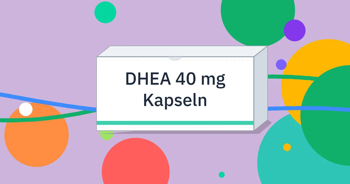 Symbolbild: Packung mit der Aufschrift DHEA 40 mg Kapseln (PZN 18682738) – Verfügbarkeit und Bezug in Apotheken in Frankfurt am Main