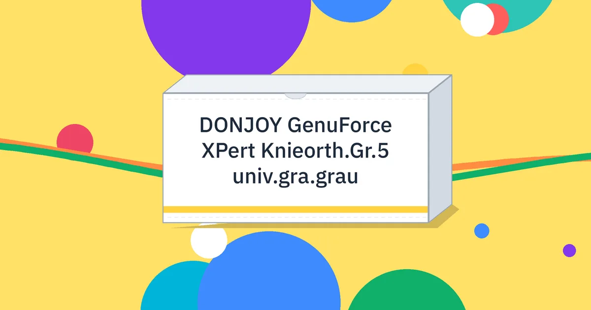 Symbolbild: Packung mit der Aufschrift DONJOY GenuForce XPert Knieorth.Gr.5 univ.gra.grau (PZN 18668879) – Verfügbarkeit und Bezug in Apotheken in Frankfurt am Main